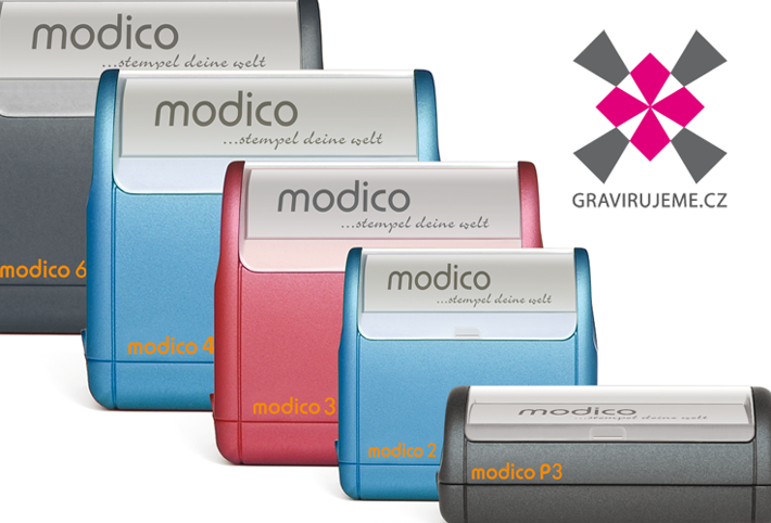 modré razítko Modico 3 M Series, pětiřádkové razítko tisková plocha ...